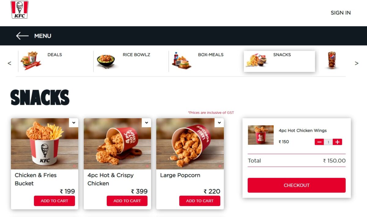How to order from KFC Muzaffarpur Online?